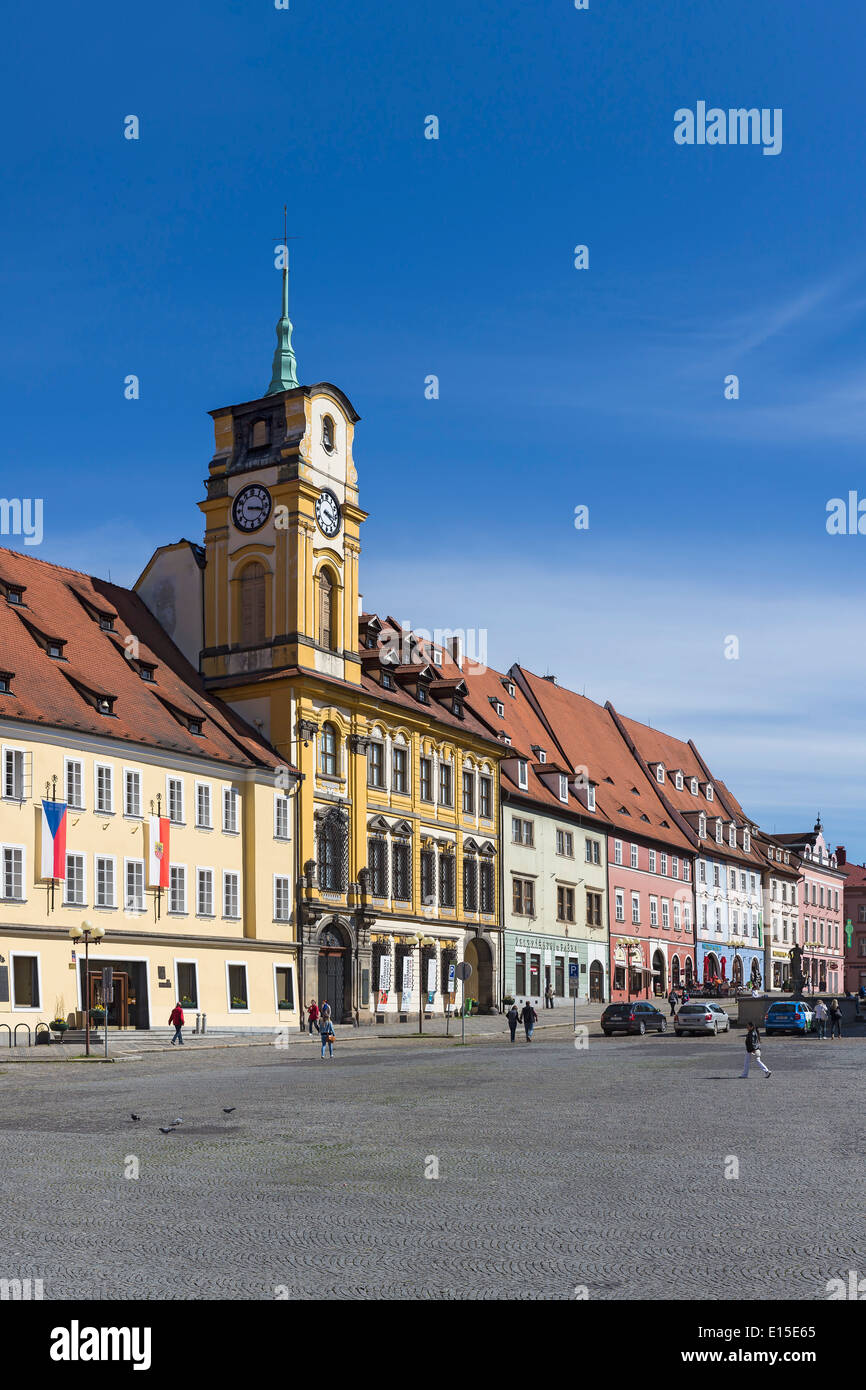 Czechia, Cheb, Old Town, View of market square with new town hall Stock ...