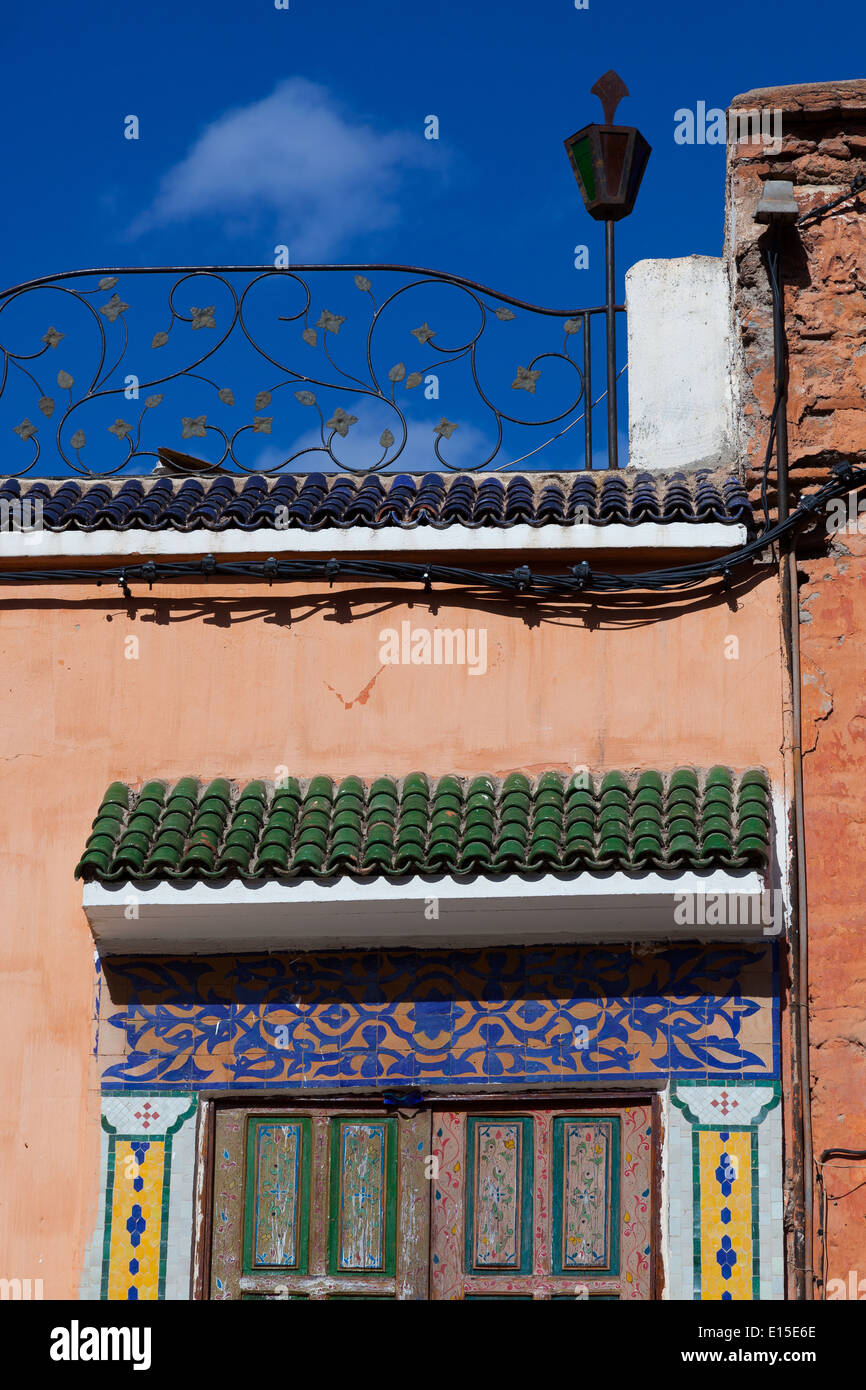 detail of a traditional Arabic house in the Medina of Marrakech ...