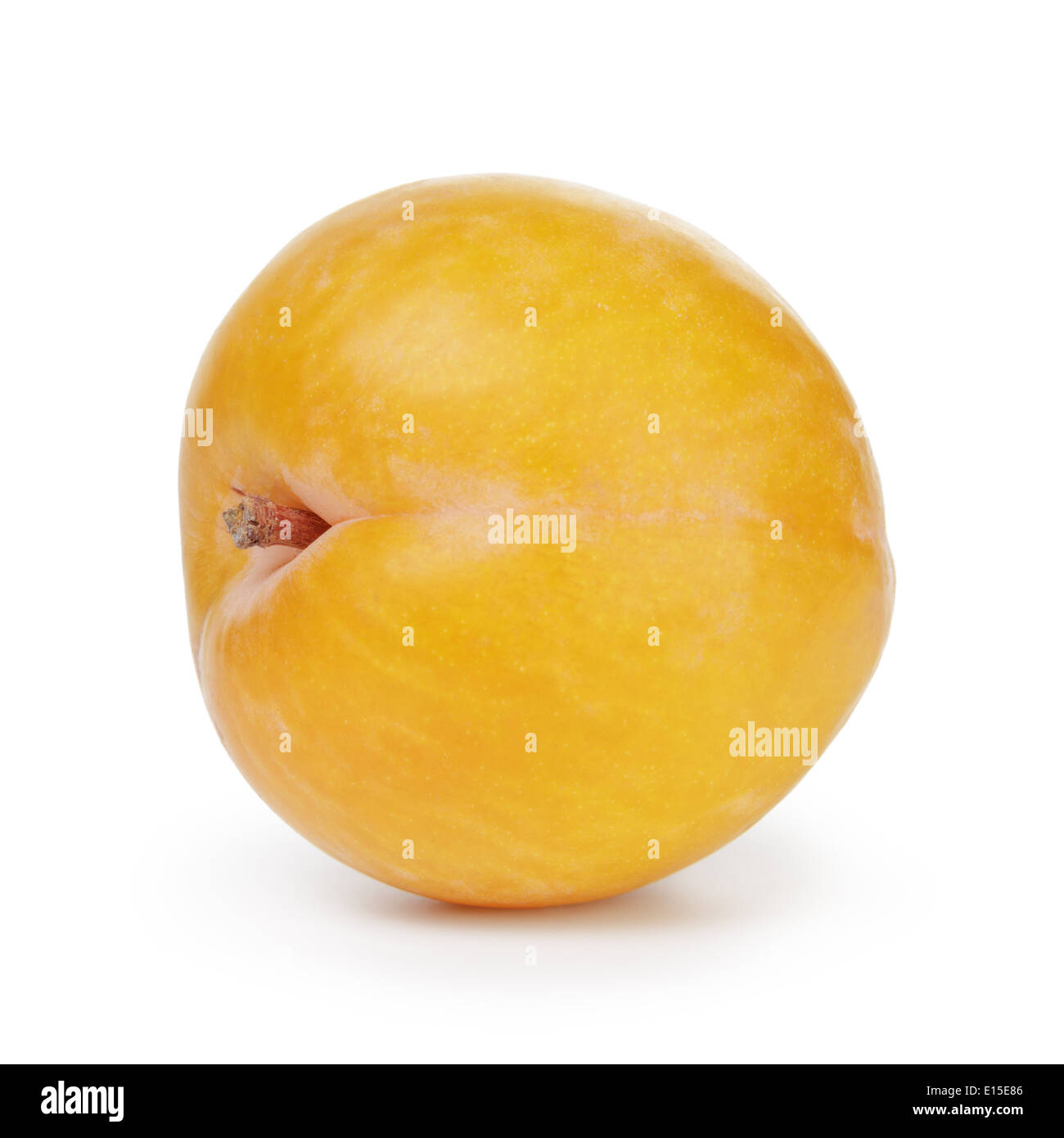 single yellow plum, isolated on white background Stock Photo - Alamy
