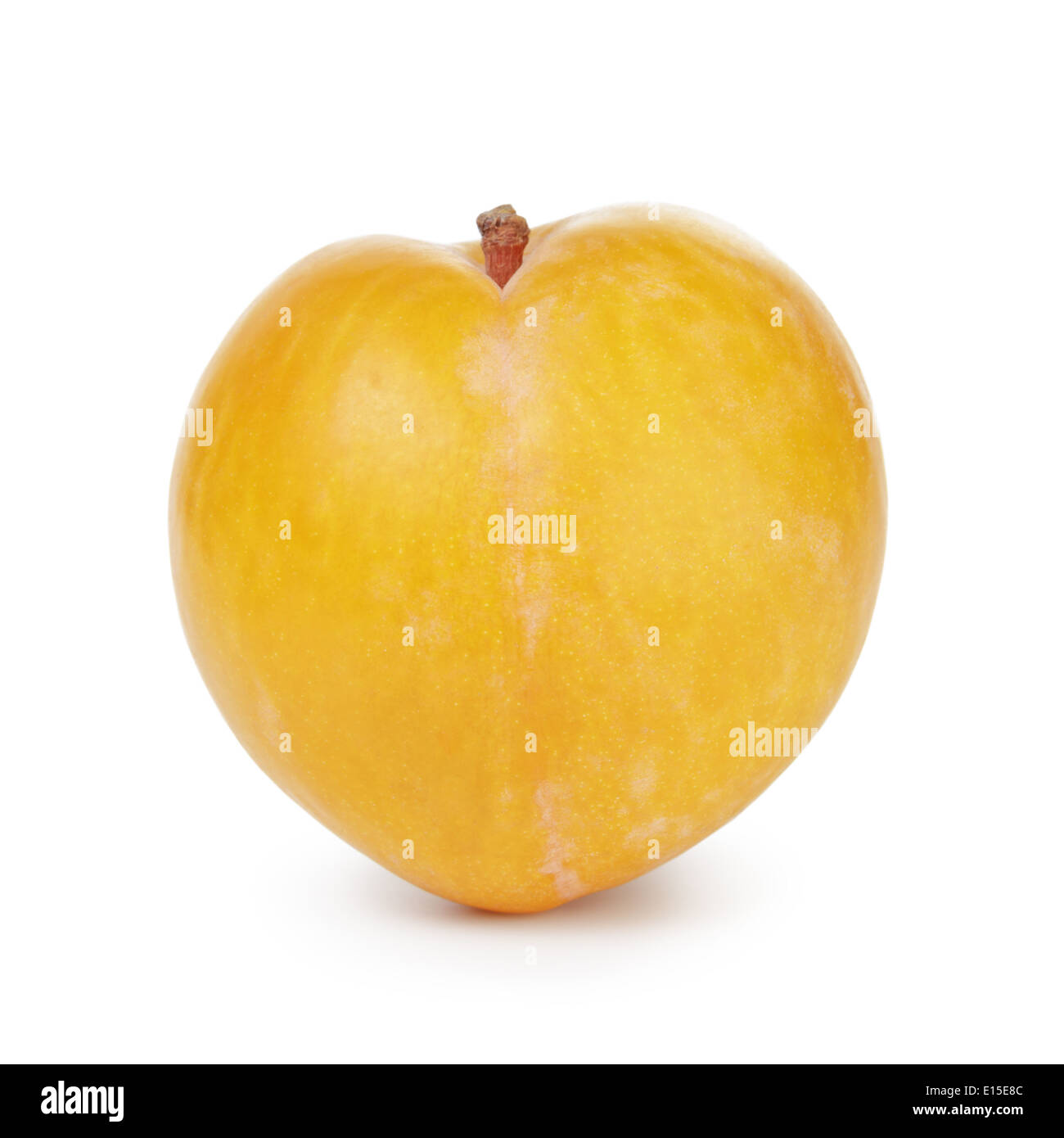 single yellow plum, isolated on white background Stock Photo - Alamy