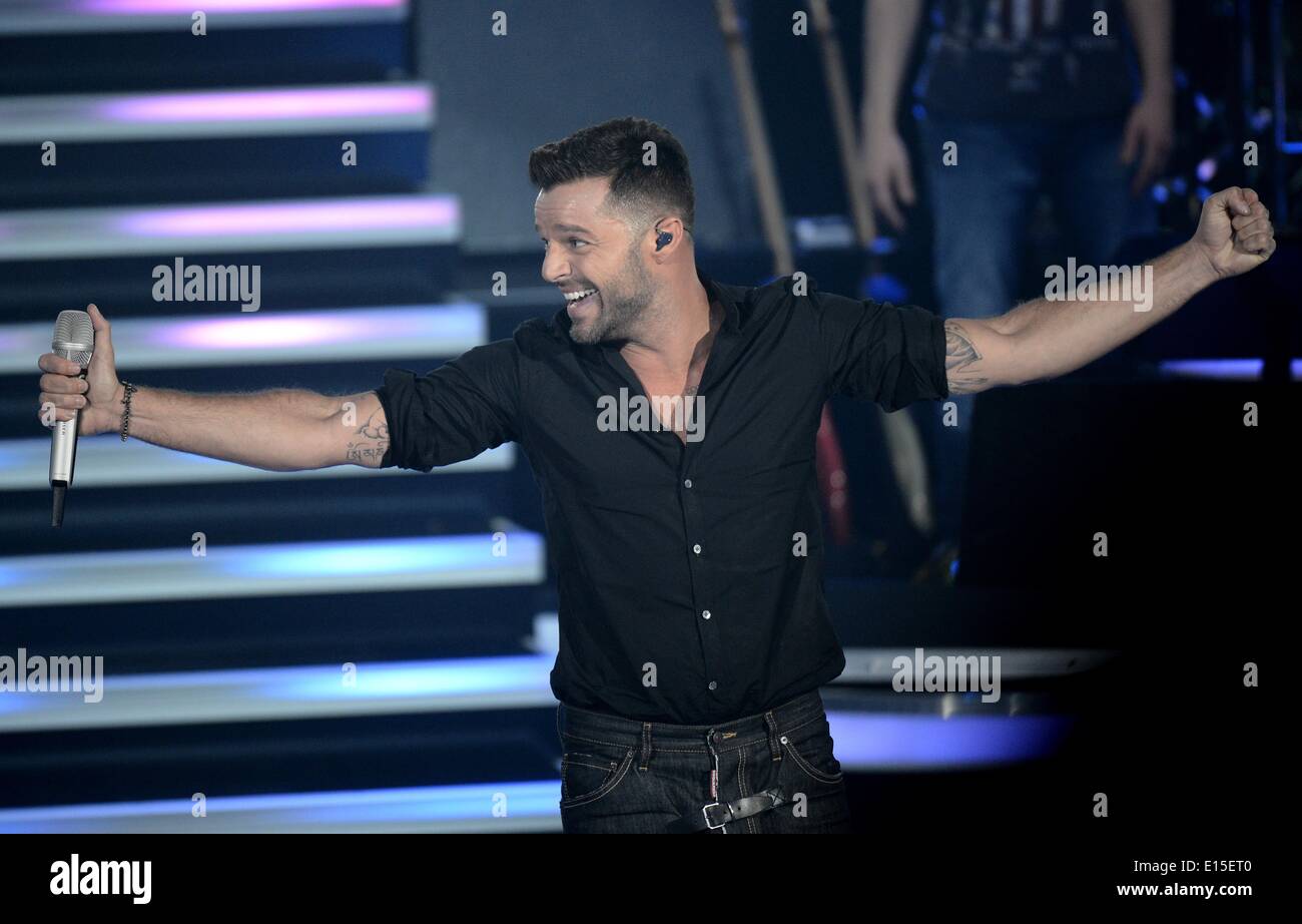 Puerto-Rican pop singer Ricky Martin performs during the Pro7 live show ...