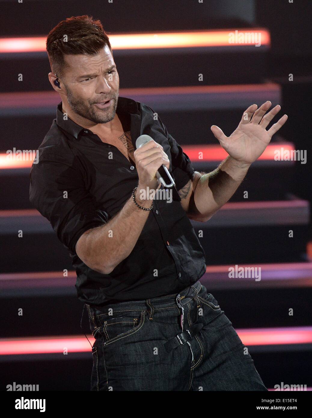 Puerto-Rican pop singer Ricky Martin performs during the Pro7 live show ...