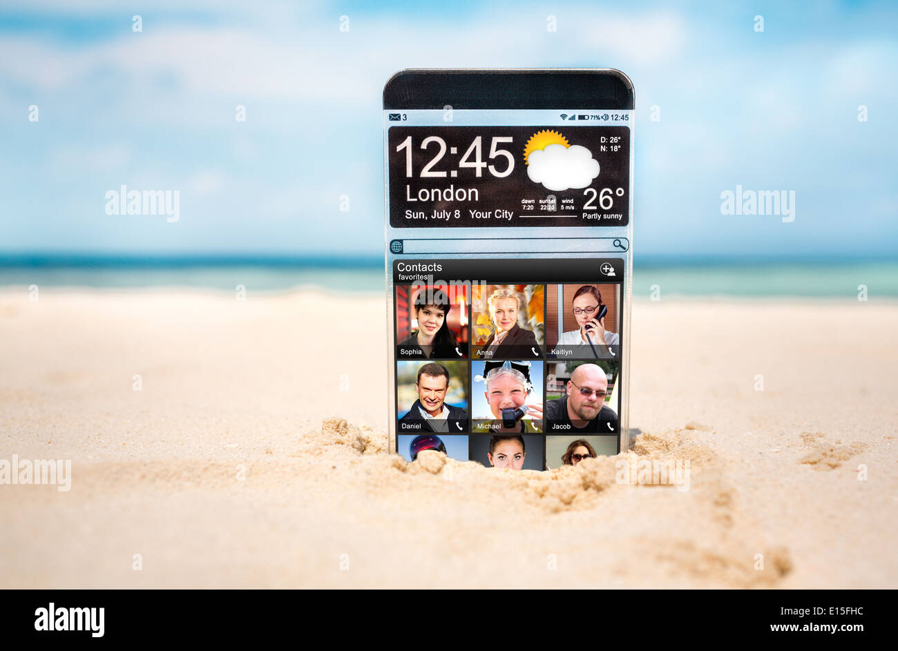 Futuristic Smart phone (copy space display) with a transparent display ...