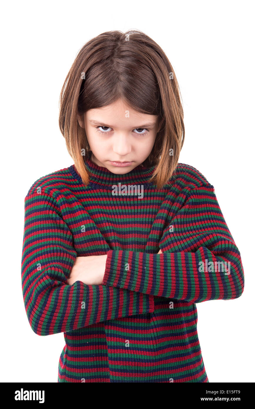 Angry young girl isolated in white Stock Photo - Alamy