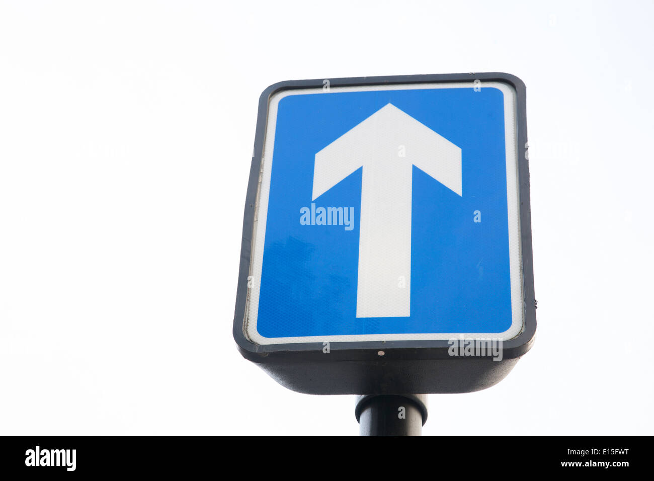 One Way Street Sign against White Sky Background Stock Photo - Alamy