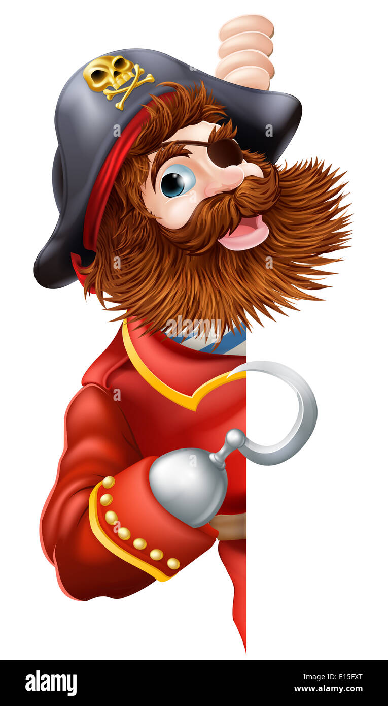 Friendly cartoon pirate sign illustration of a cartoon pirate character ...