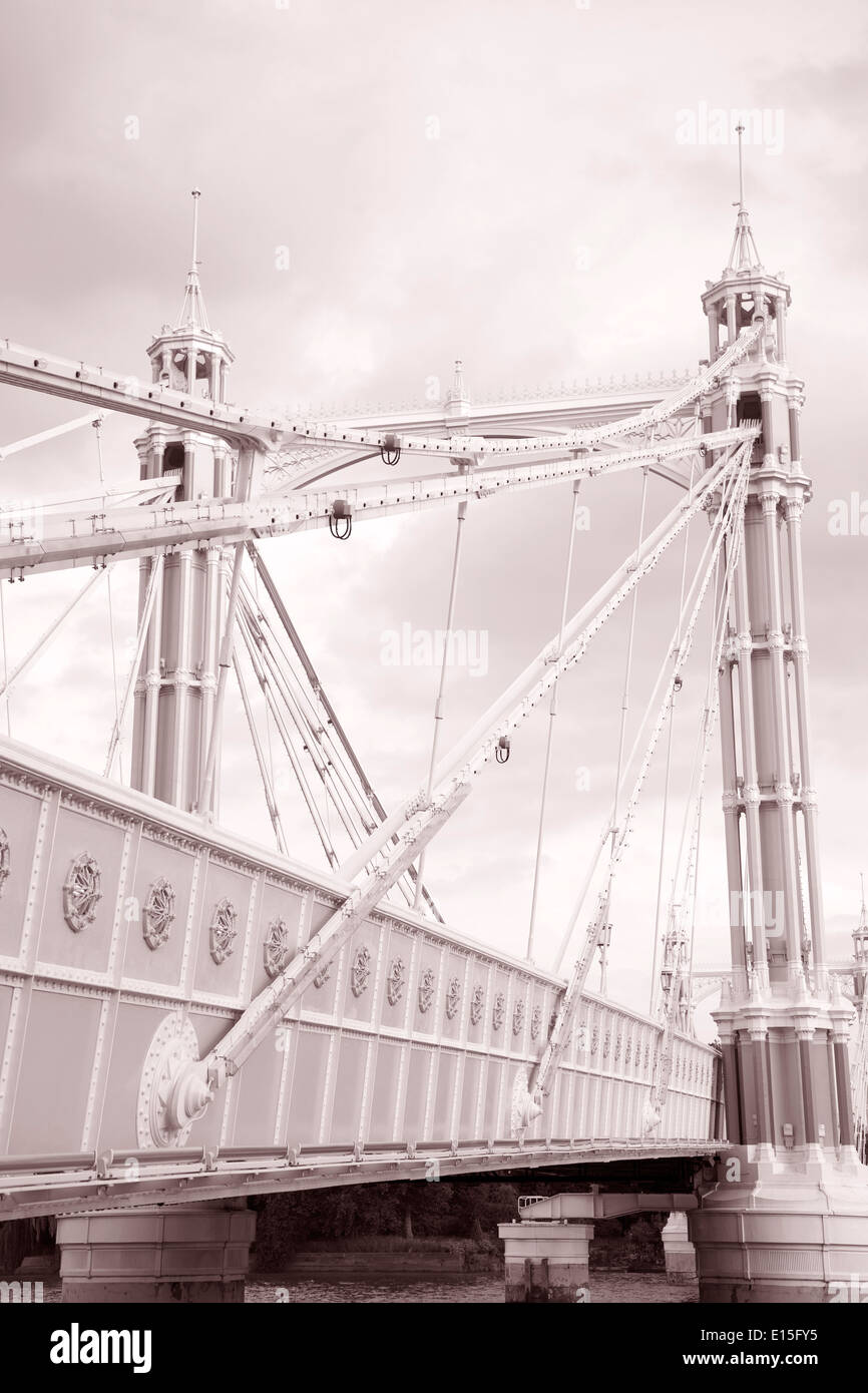 Albert Bridge (1873); Chelsea; London; England; UK in Black and White ...