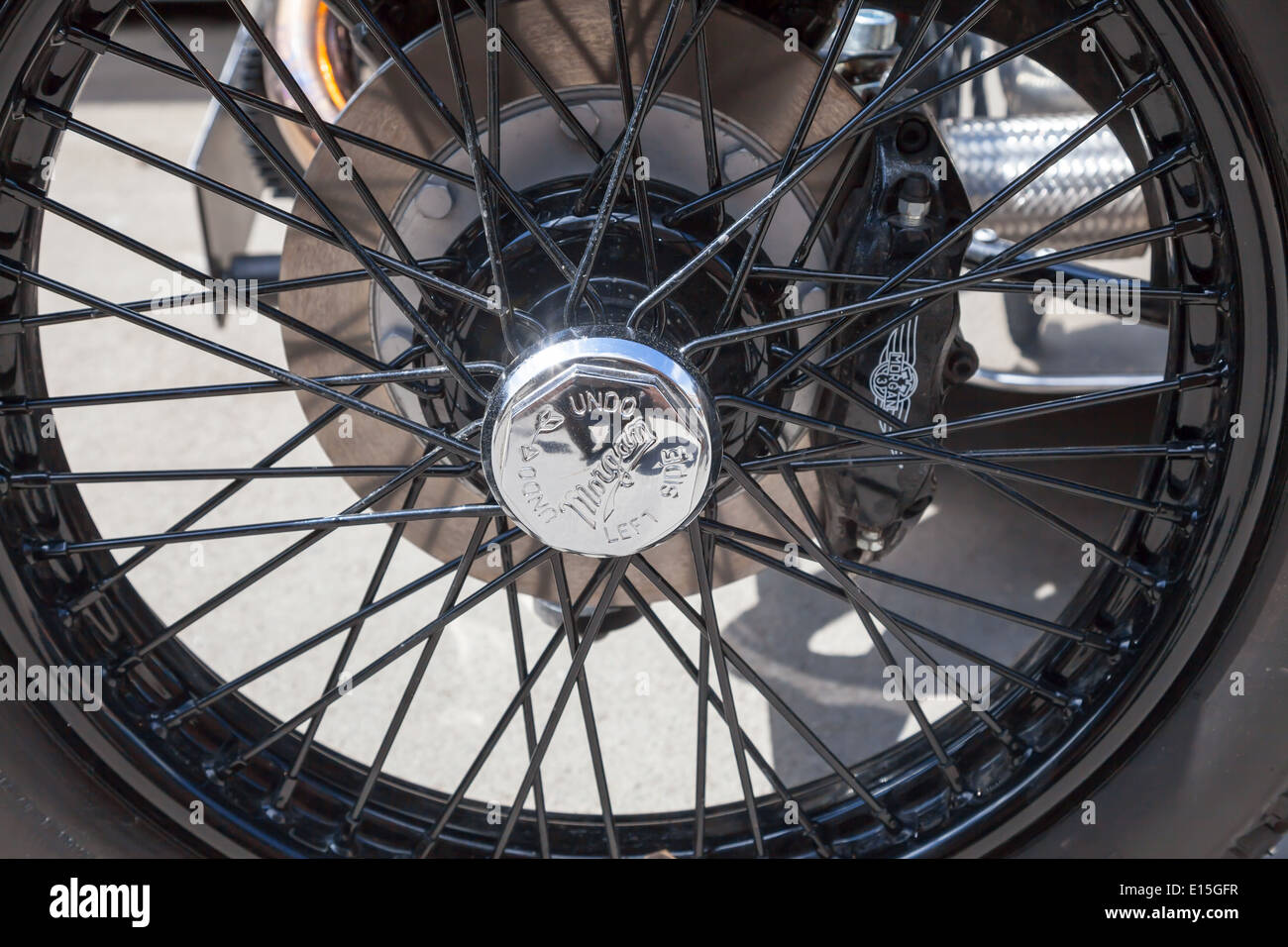 A wire wheel at the Morgan Motors Car factory Stock Photo - Alamy