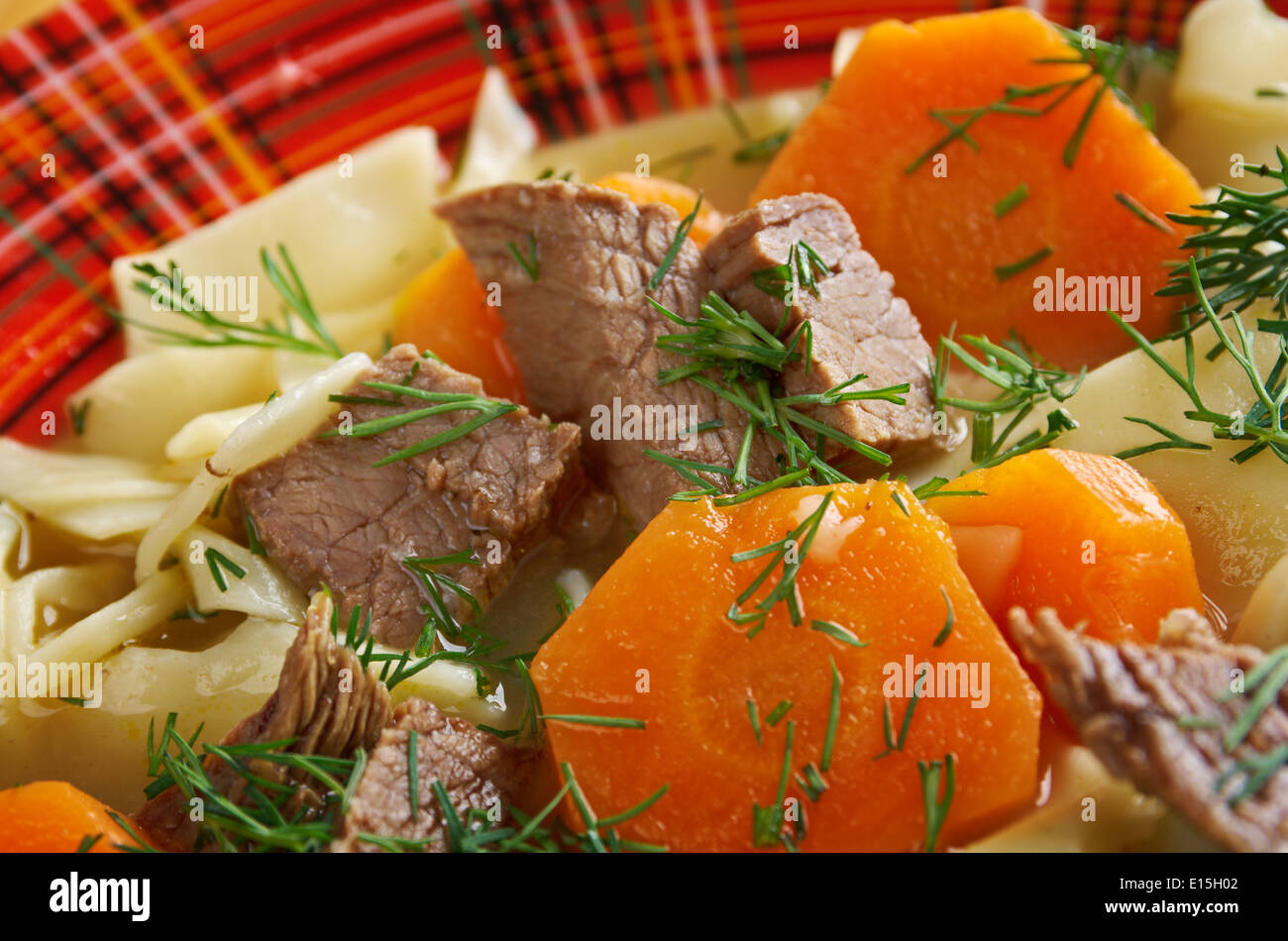 Kullama - national dish of some Turkic peoples.Traditional meat asian ...