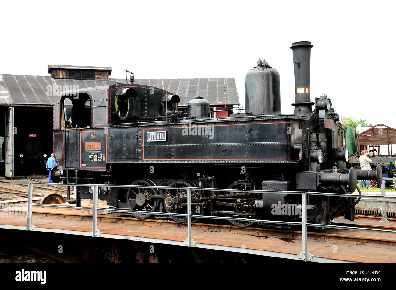 Steam locomotive class 310 in Jaromer, Czech Republic, May 1, 2014 ...