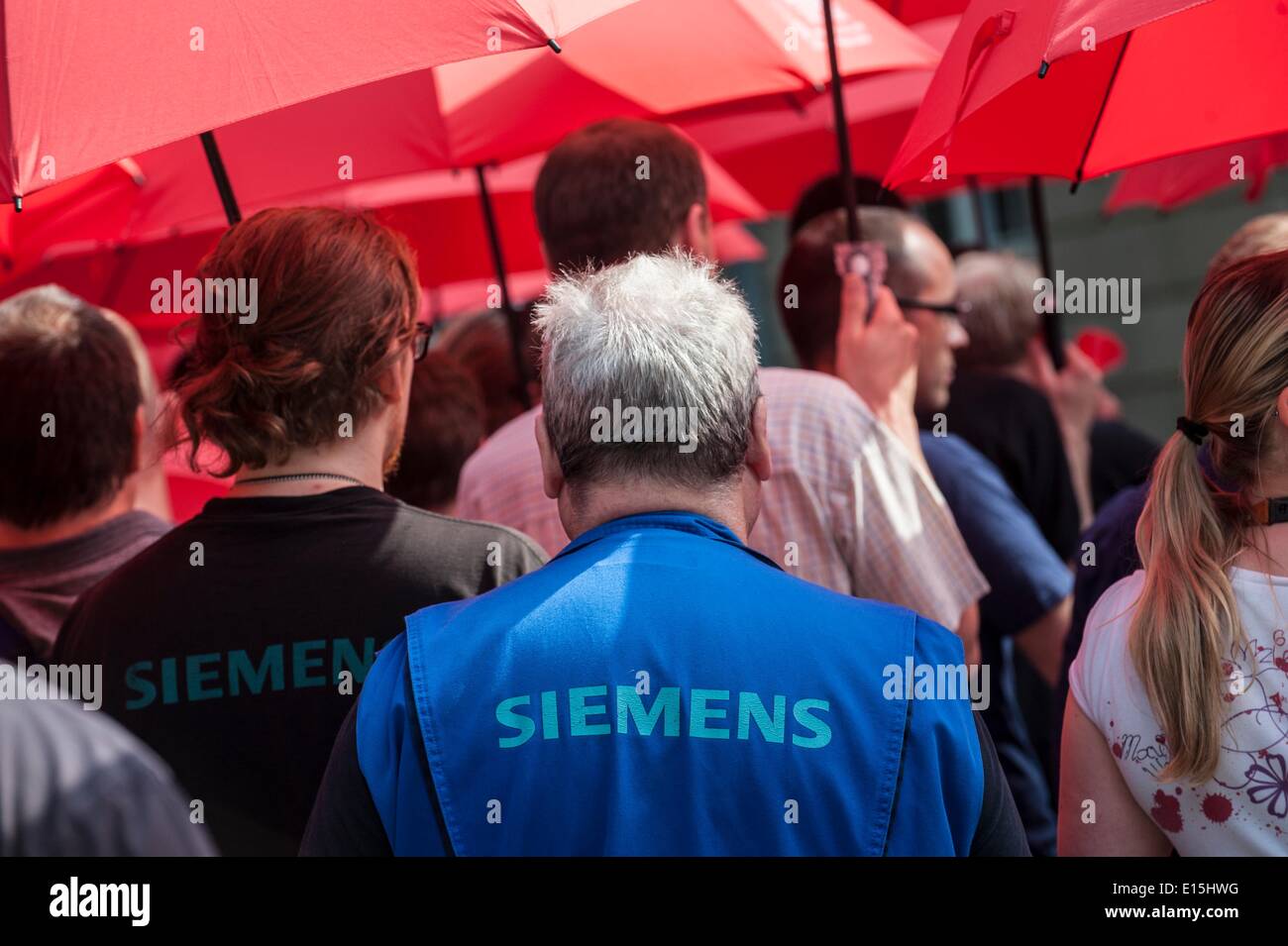 Berlin, Germany. 23rd May, 2014. Siemens employee protest during the ...