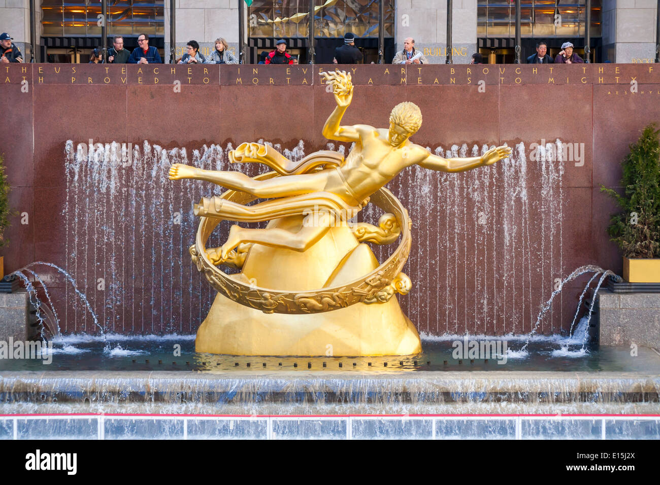 The Prometheus Statue in Rockefeller Center, New York City Stock Photo ...