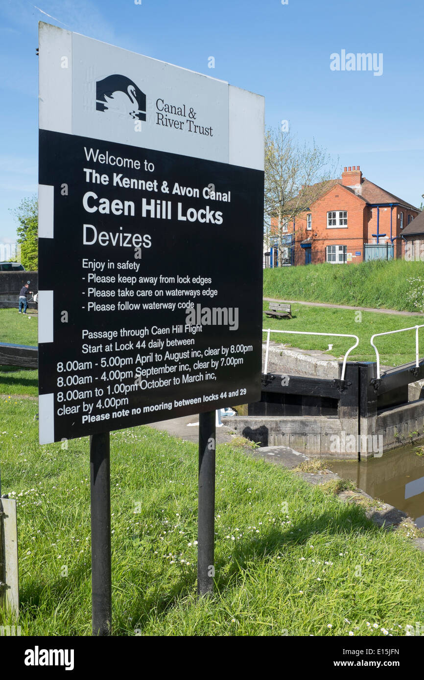 Entry Sign to Caen Hill Locks Devizes Stock Photo - Alamy