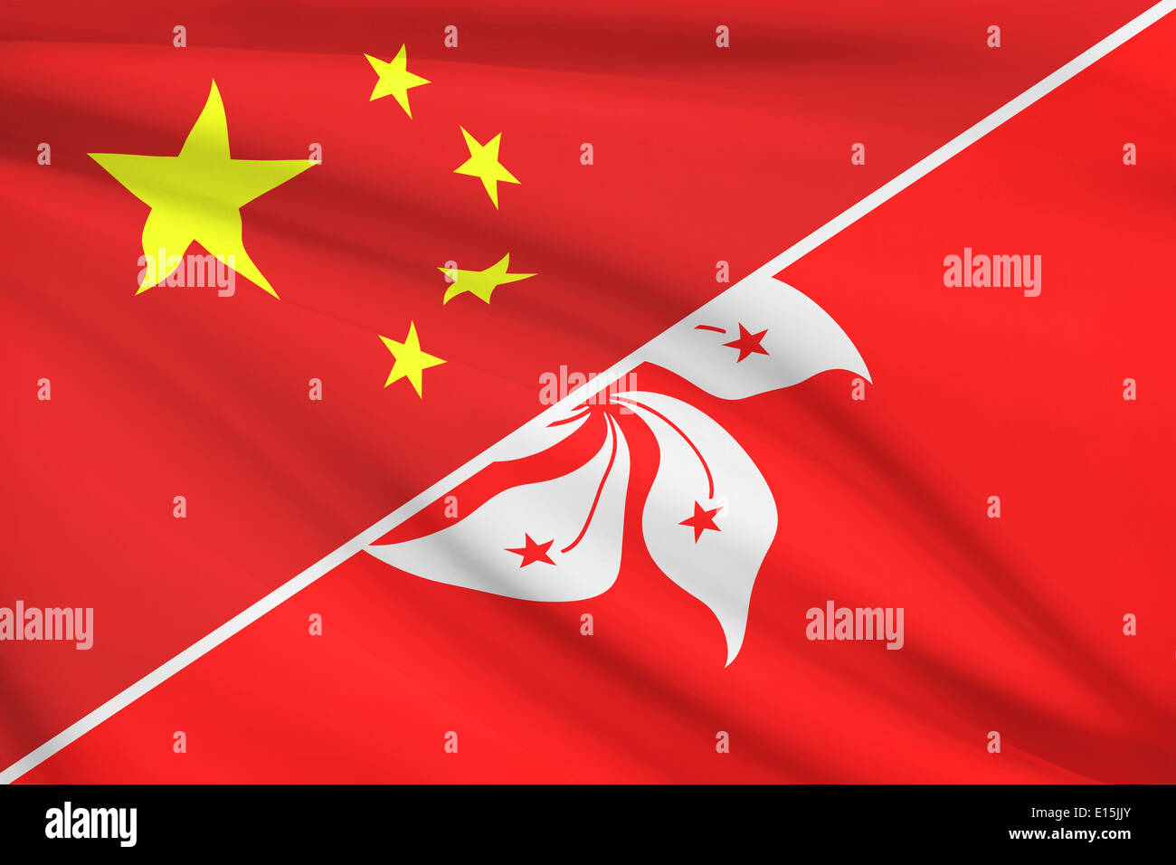 Flags of China and Hong Kong Special Administrative Region of the People's Republic of China ...