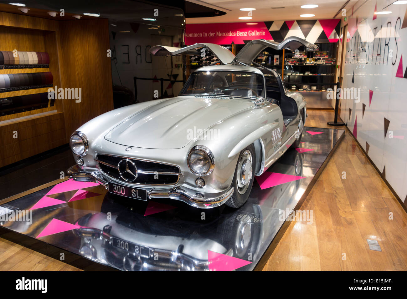 Mercedes 300 SL in the Mercedes showroom on the Champs Elysées in Paris ...
