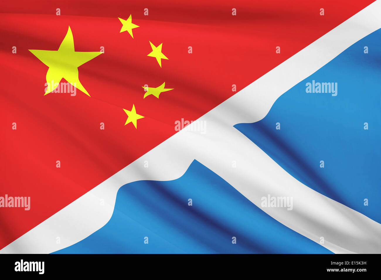 Flags of China and Scotland blowing in the wind. Part of a series Stock ...