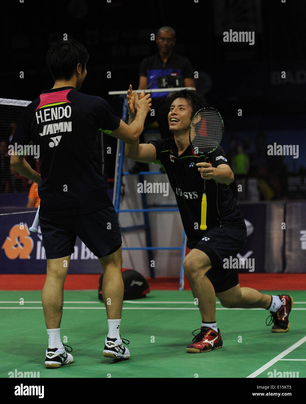 New Delhi, India. 23rd May, 2014. Japan's Hayakawa Kenichi(R)/Endo ...