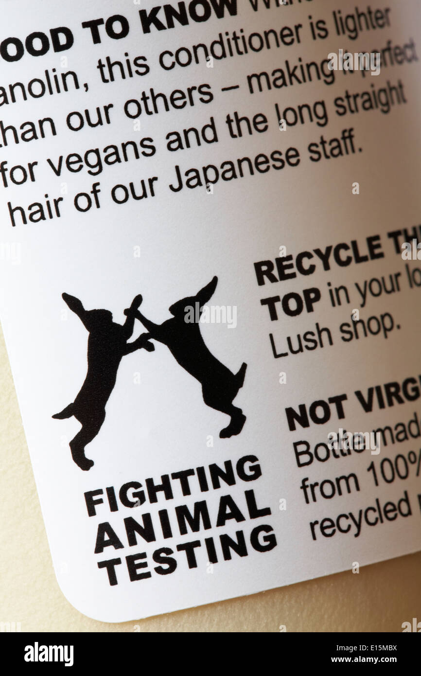 Fighting animal testing information on jar of Lush product Stock Photo ...