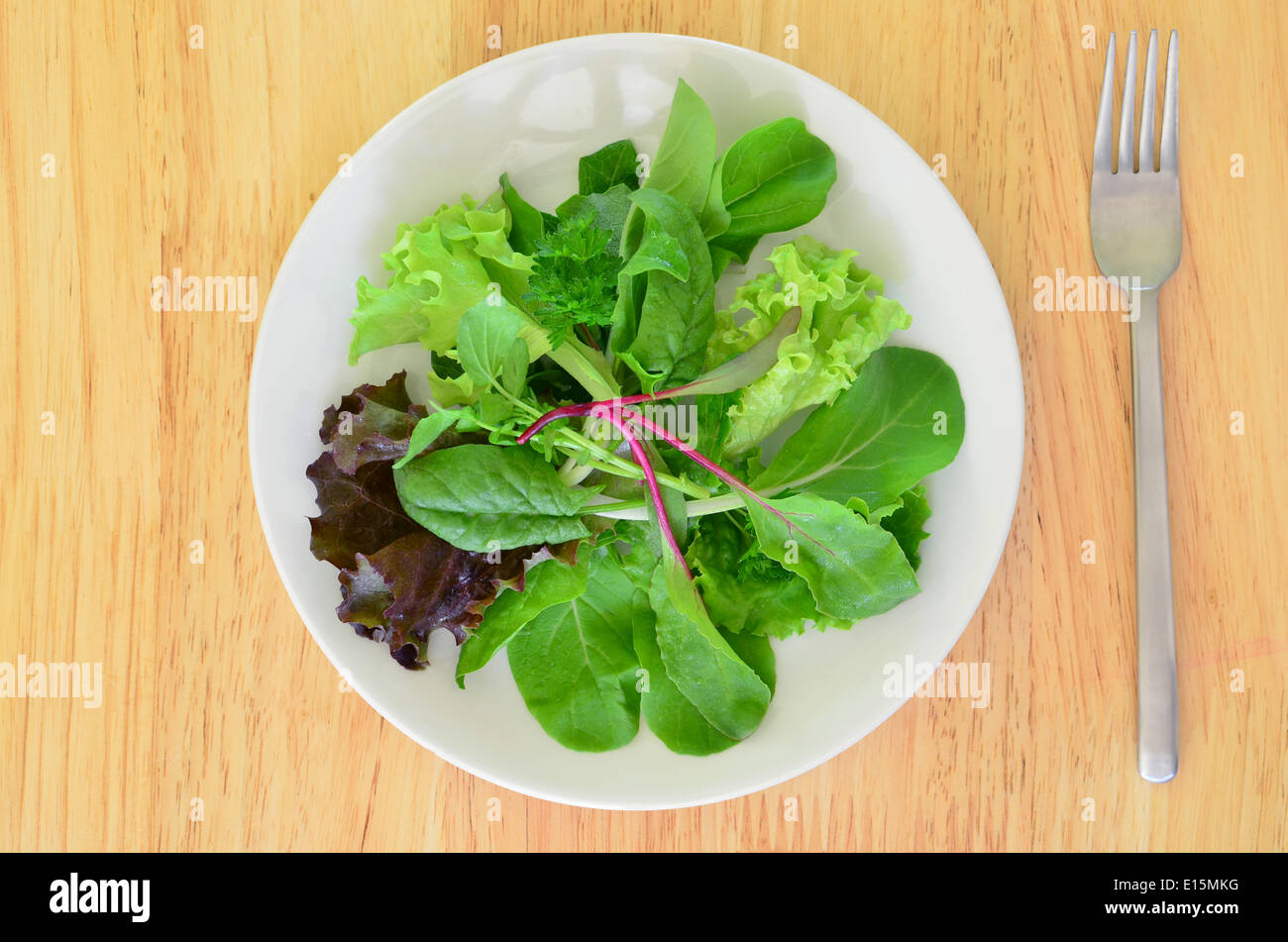 Fresh baby greens in a mesclun salad on blue granite background Stock ...