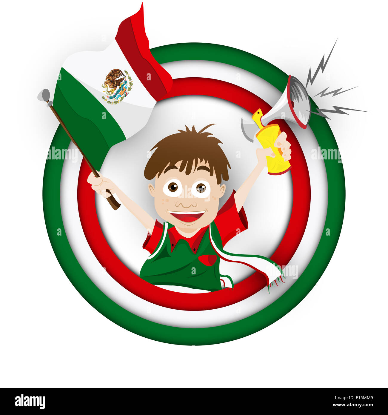 Vector - Mexico Soccer Fan Flag Cartoon Stock Photo - Alamy