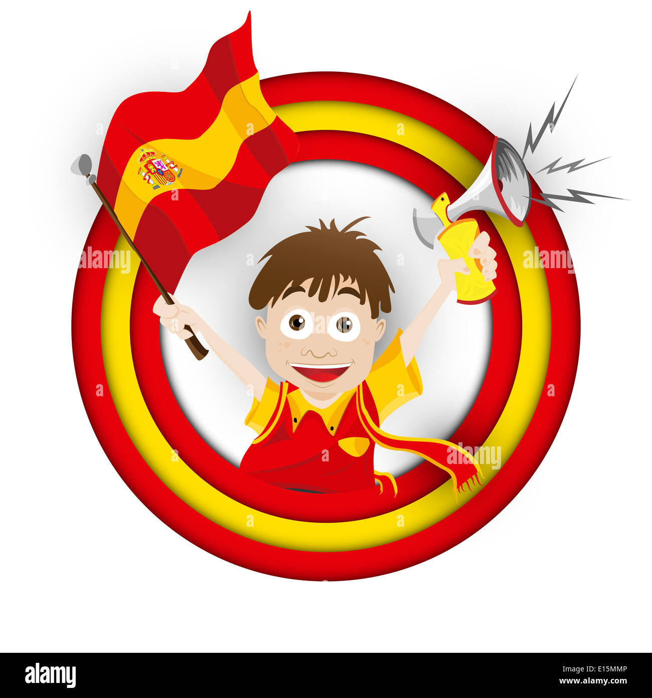 Vector - Spain Soccer Fan Flag Cartoon Stock Photo - Alamy