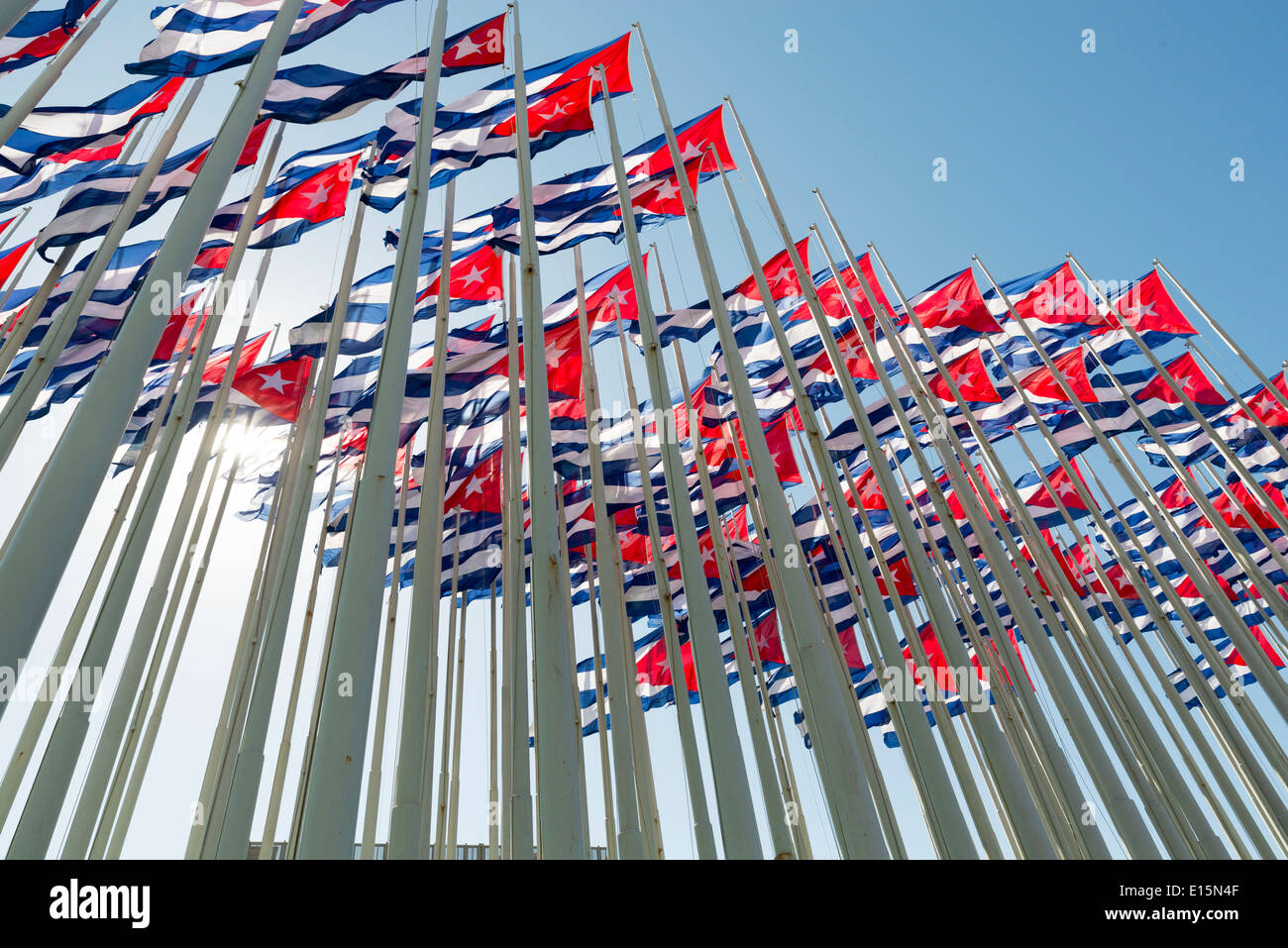 Group of cuban flags in the wind Stock Photo - Alamy