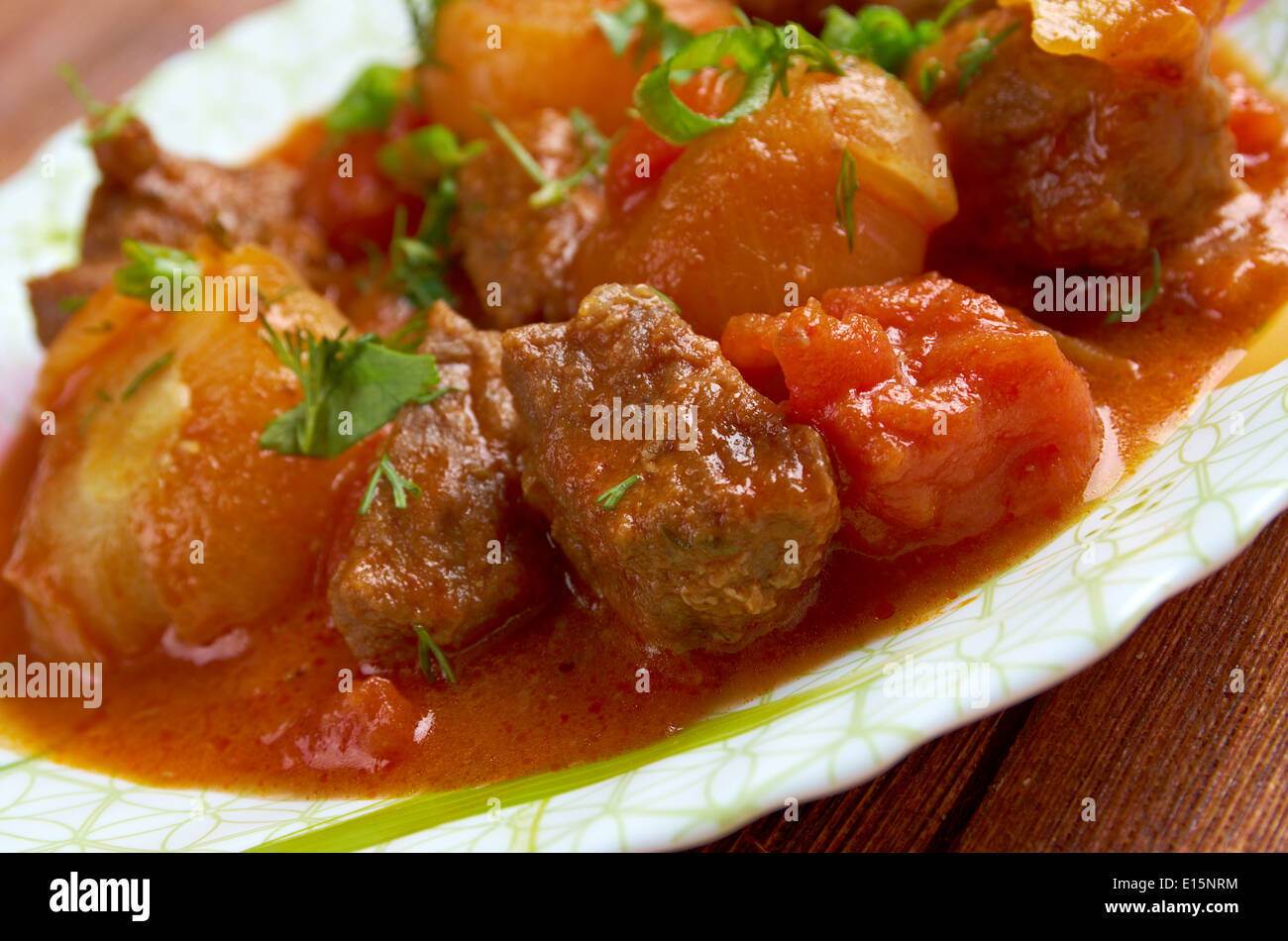 Traditional Greek beef stifado Stock Photo - Alamy