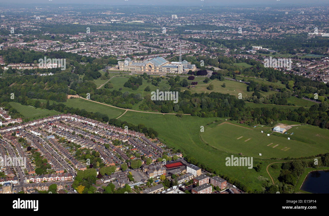 aerial view of Alexandra Park and Alexandra Palace in North London, UK ...
