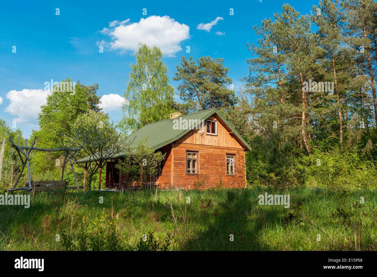 Forester's house in a forest near Bujaki village, Poland Stock Photo ...