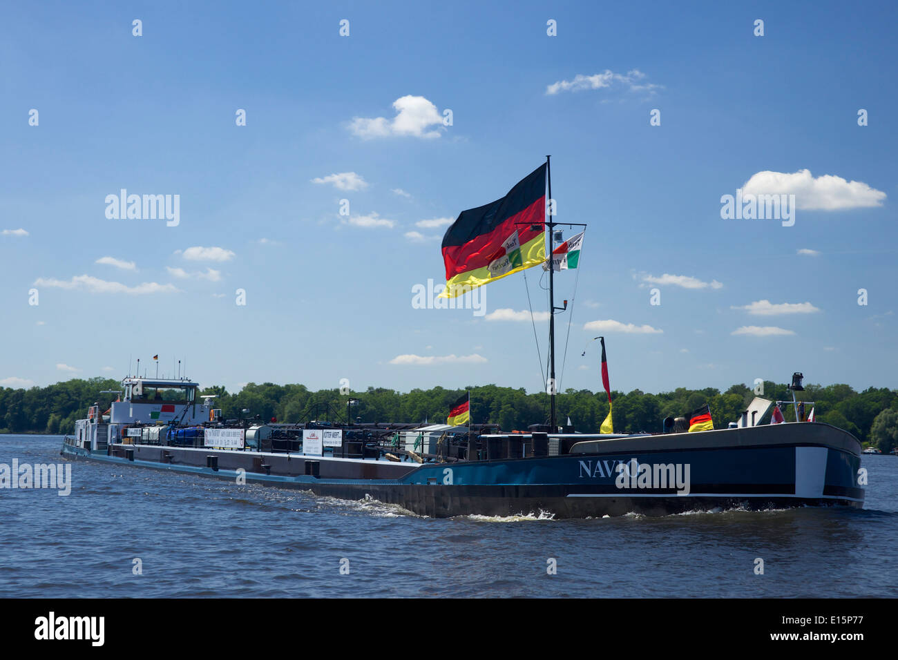 The barge carrying multiple German flags during the World Cup Stock ...
