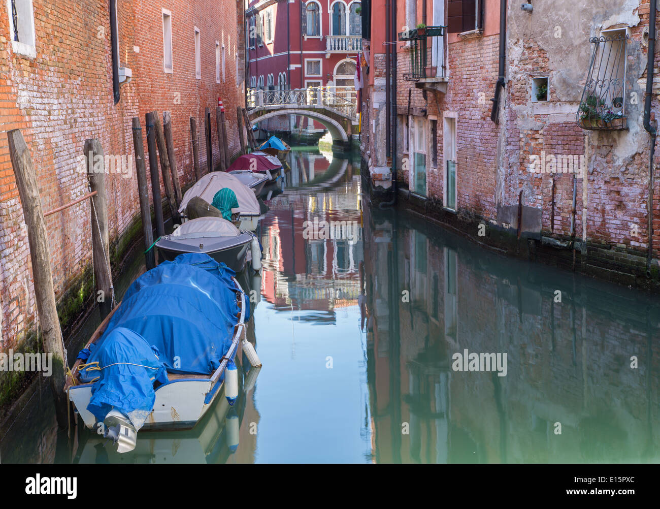Venice - little aisle with the boats Stock Photo - Alamy