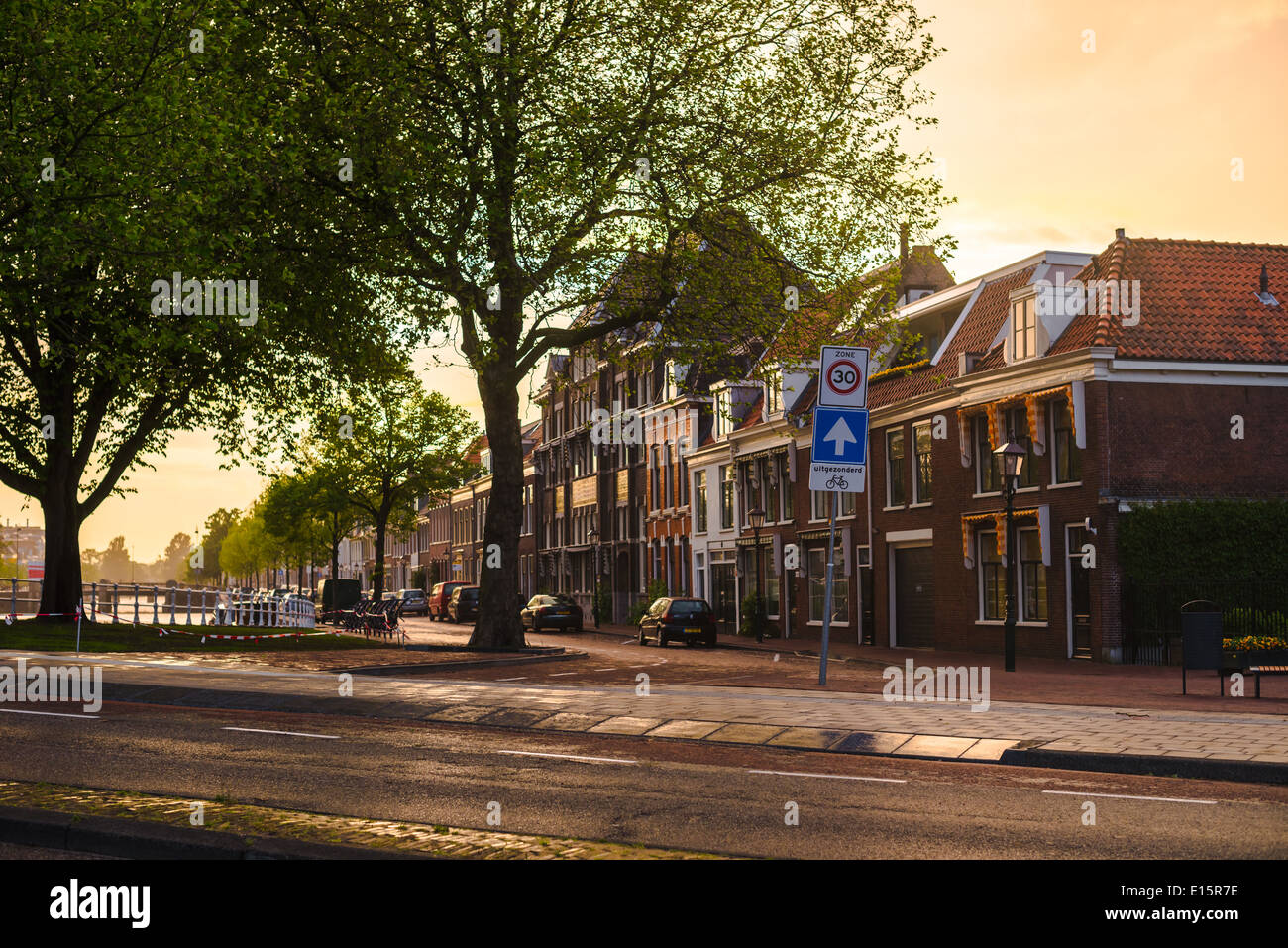Streets of Haarlem town in Netherland in sunset time Stock Photo - Alamy
