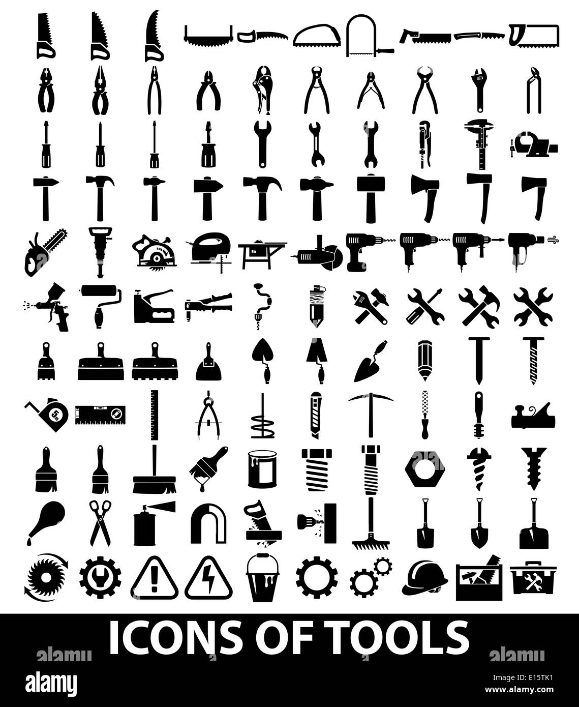 Set icons of tools Stock Photo - Alamy