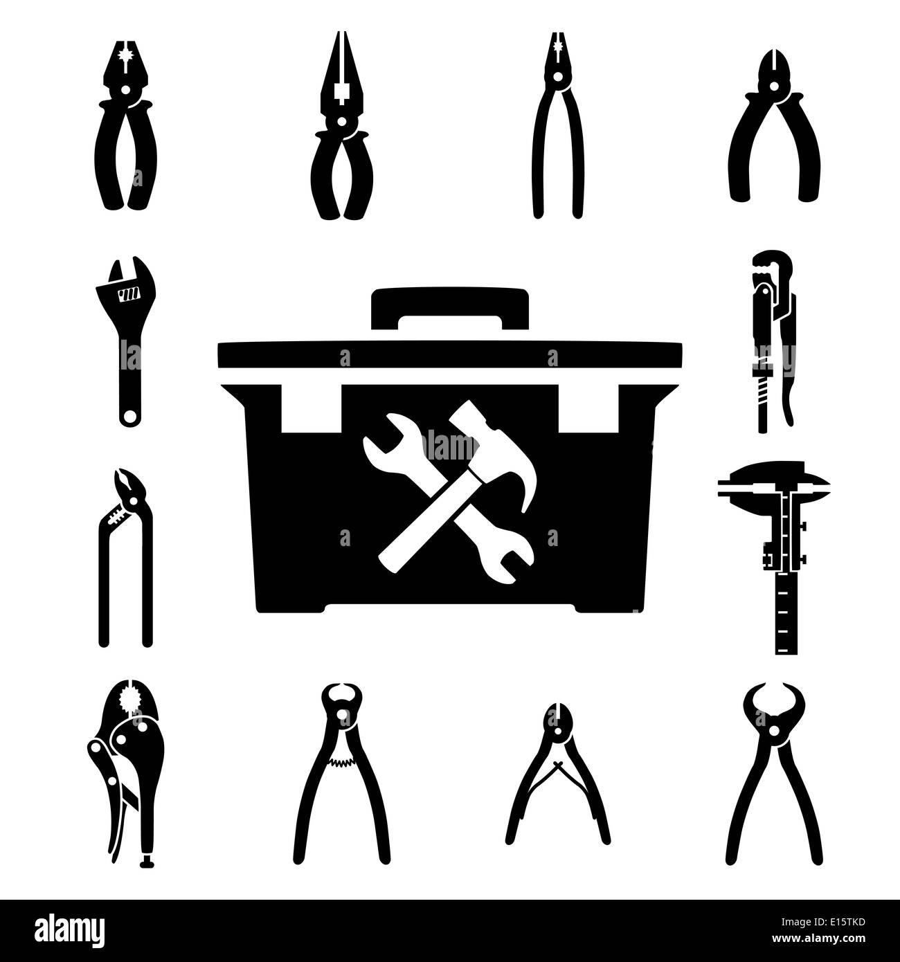 Set icons of tools Stock Photo - Alamy