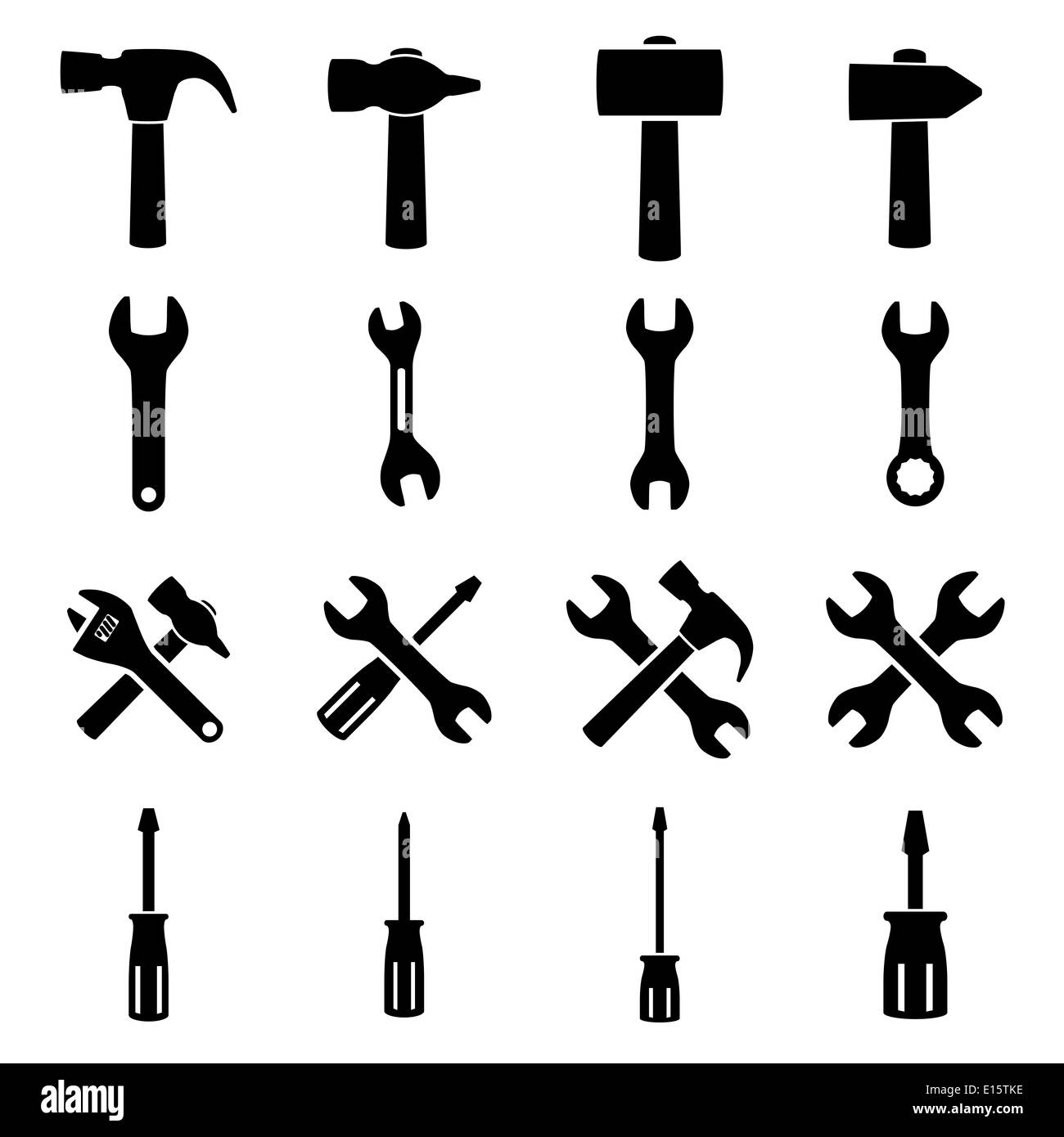 Set icons of tools Stock Photo - Alamy