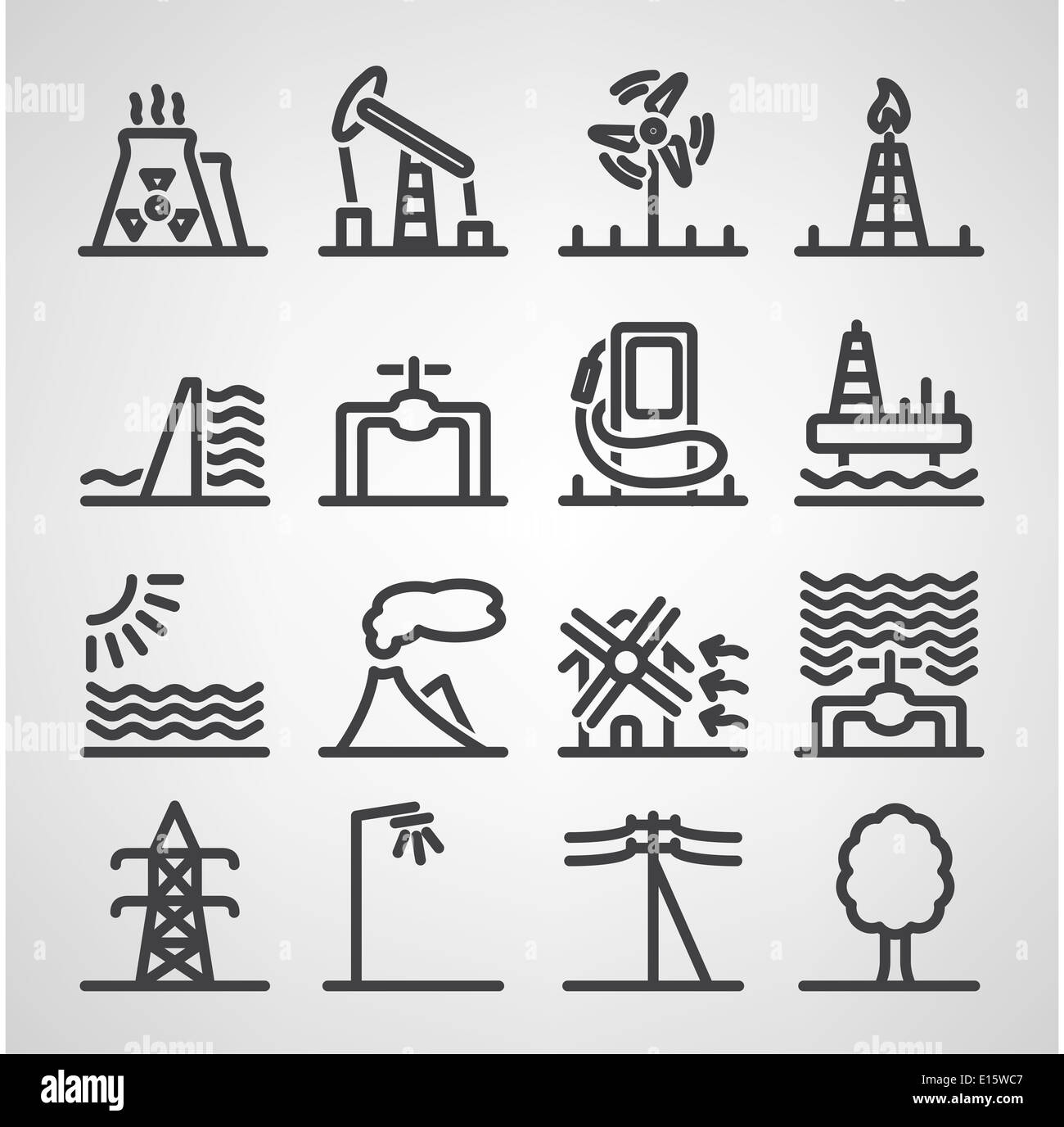 Energy and resource icon set Stock Photo - Alamy