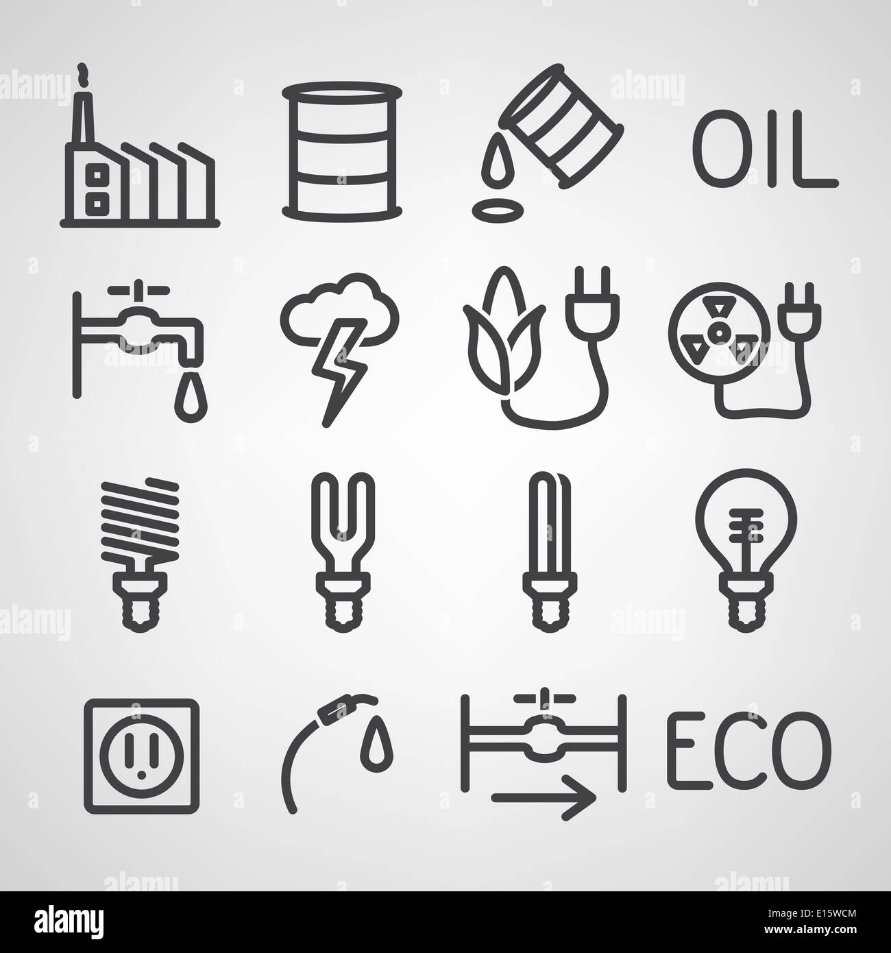 Energy and resource icon set Stock Photo - Alamy