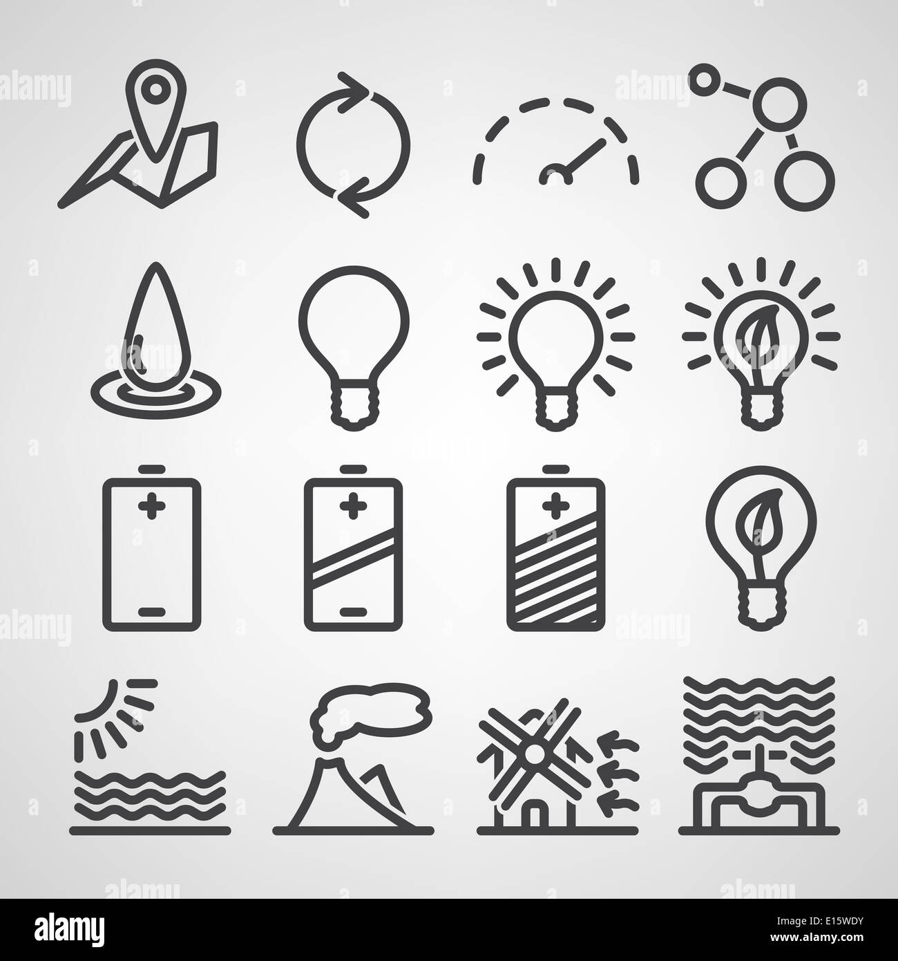 Energy and resource icon set Stock Photo - Alamy