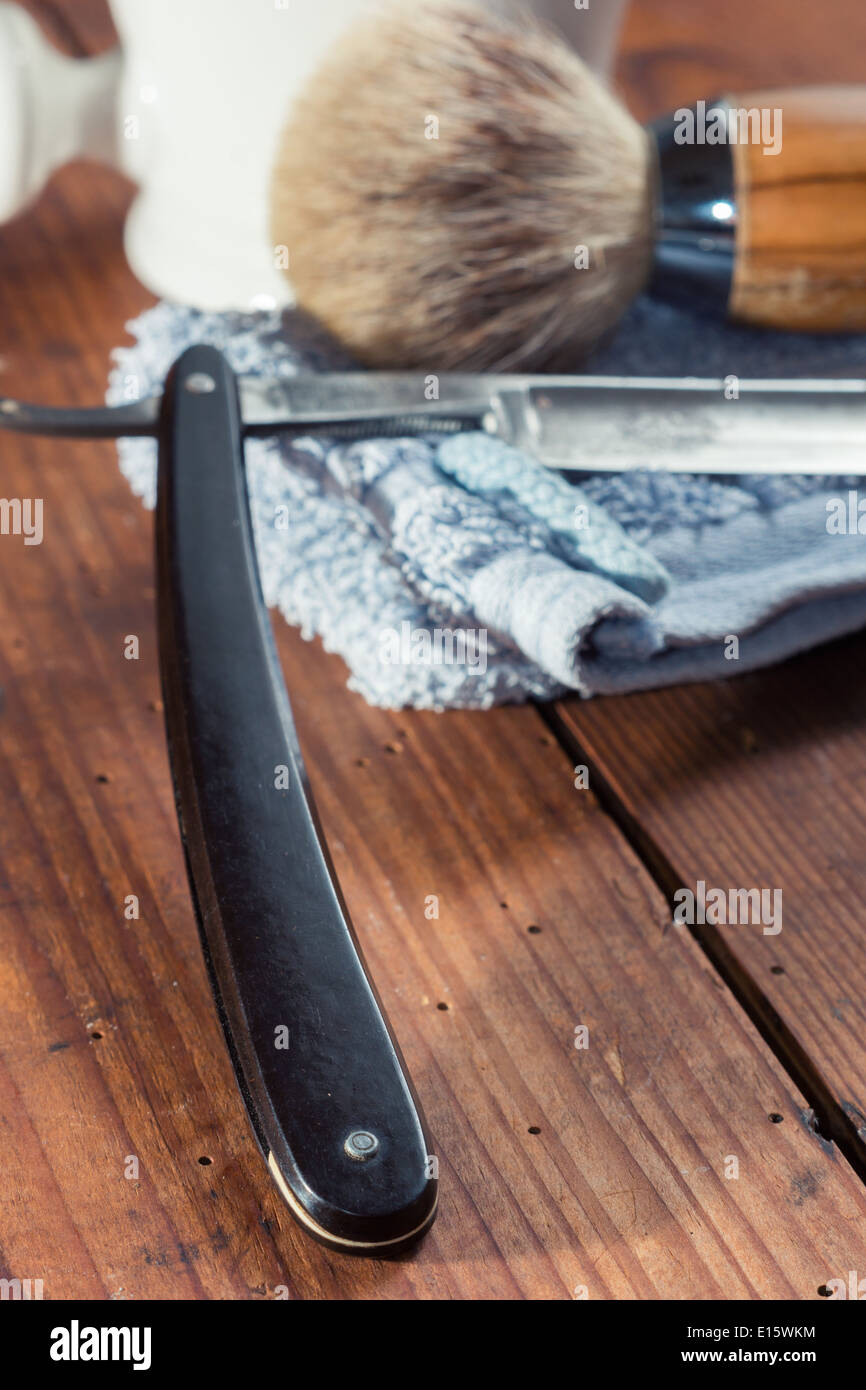 old Shaving Tools Stock Photo - Alamy