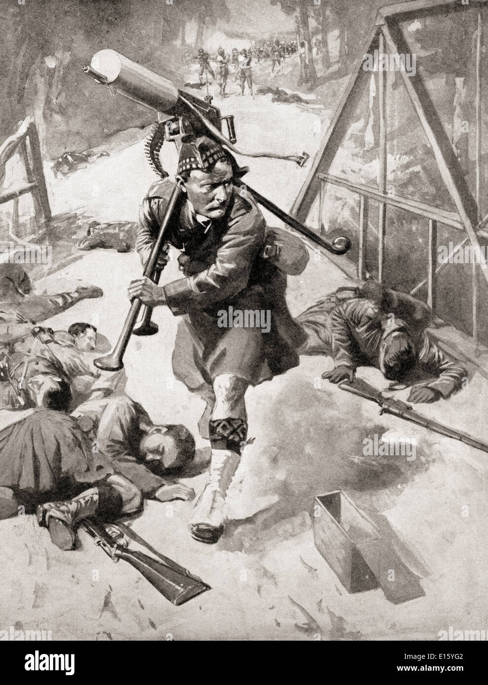 A brave soldier from the Highlander regiment steals a Maxim gun from ...