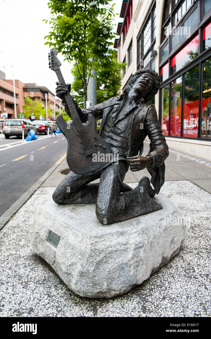 A bronze statue of Jimi Hendrix stands in the Capitol Hill neighborhood ...