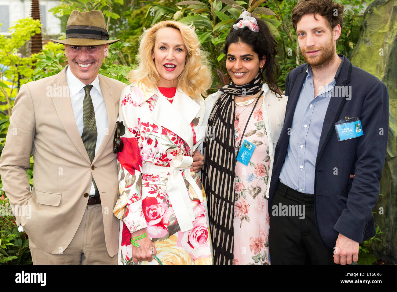 Model Jerry Hall with friends, RHS Chelsea Flower Show Stock Photo - Alamy