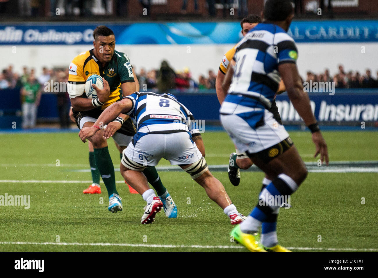 Cardiff, Wales. 23rd May, 2014. Luther BURRELL of Northampton Saints is ...