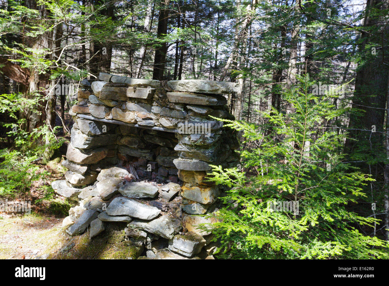 The remnants of an old stone fireplace near Cold Brook just off the ...