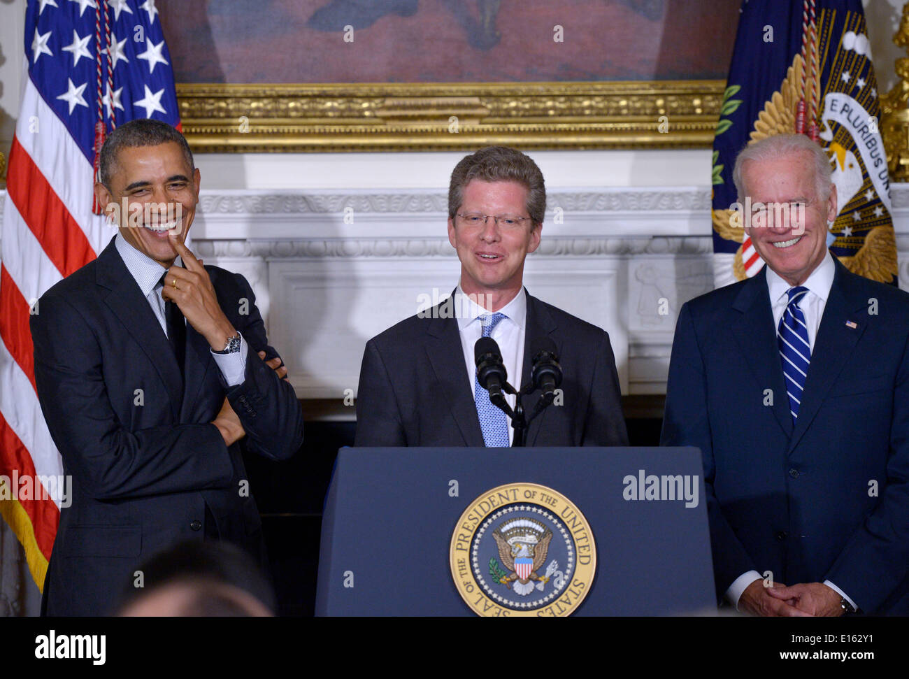 Washington, DC, USA. 23rd May, 2014. U.S. President Barack Obama (L ...