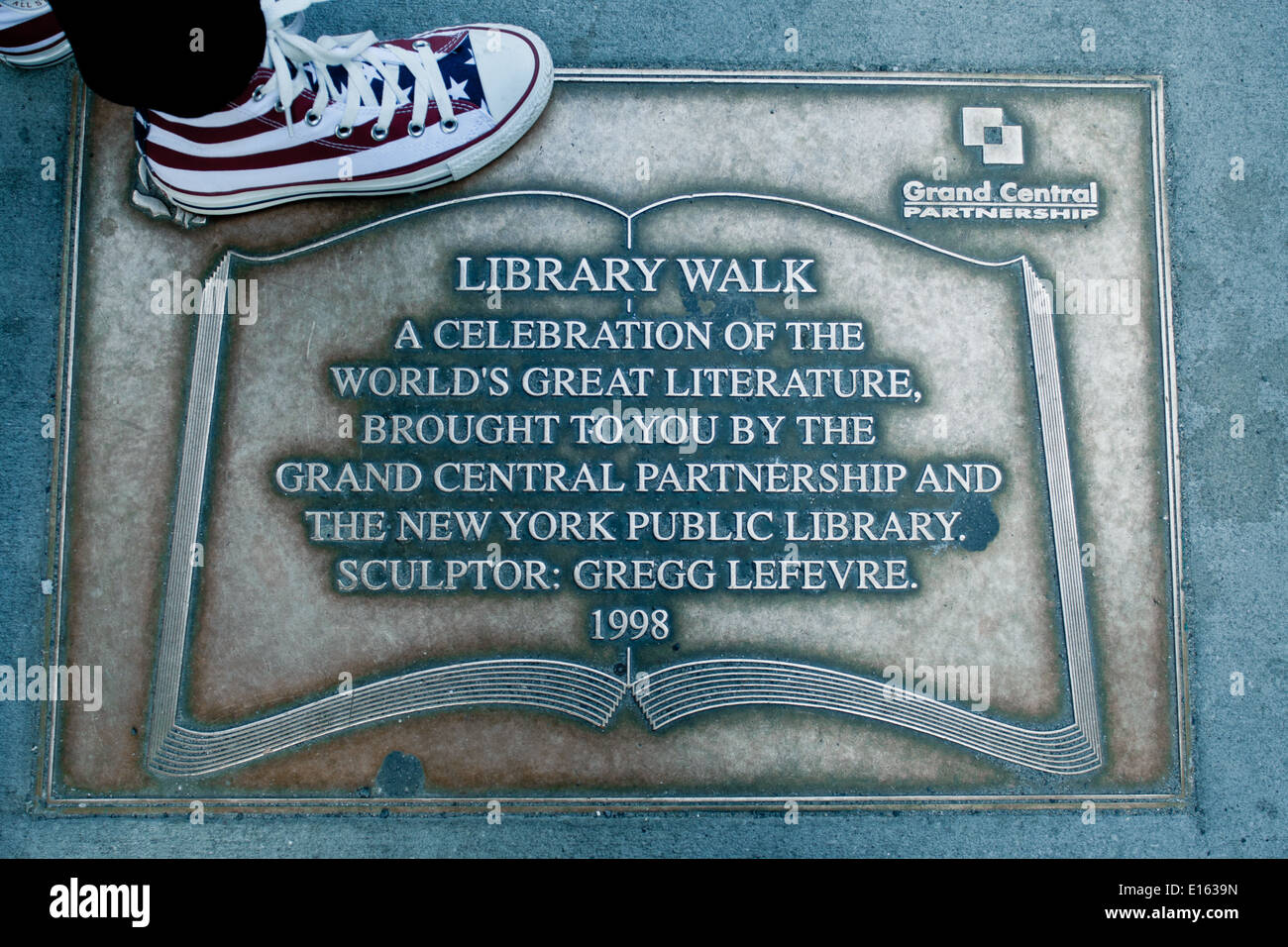 Library Walk plaque on 41st Street Manhatten NYC with a basketball boot ...