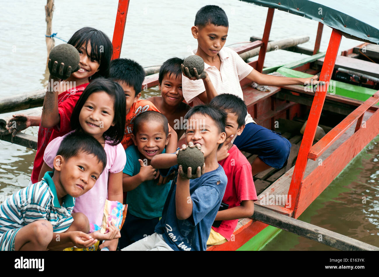 children in village in Barangay Bading, Butuan, Philippines Stock Photo ...