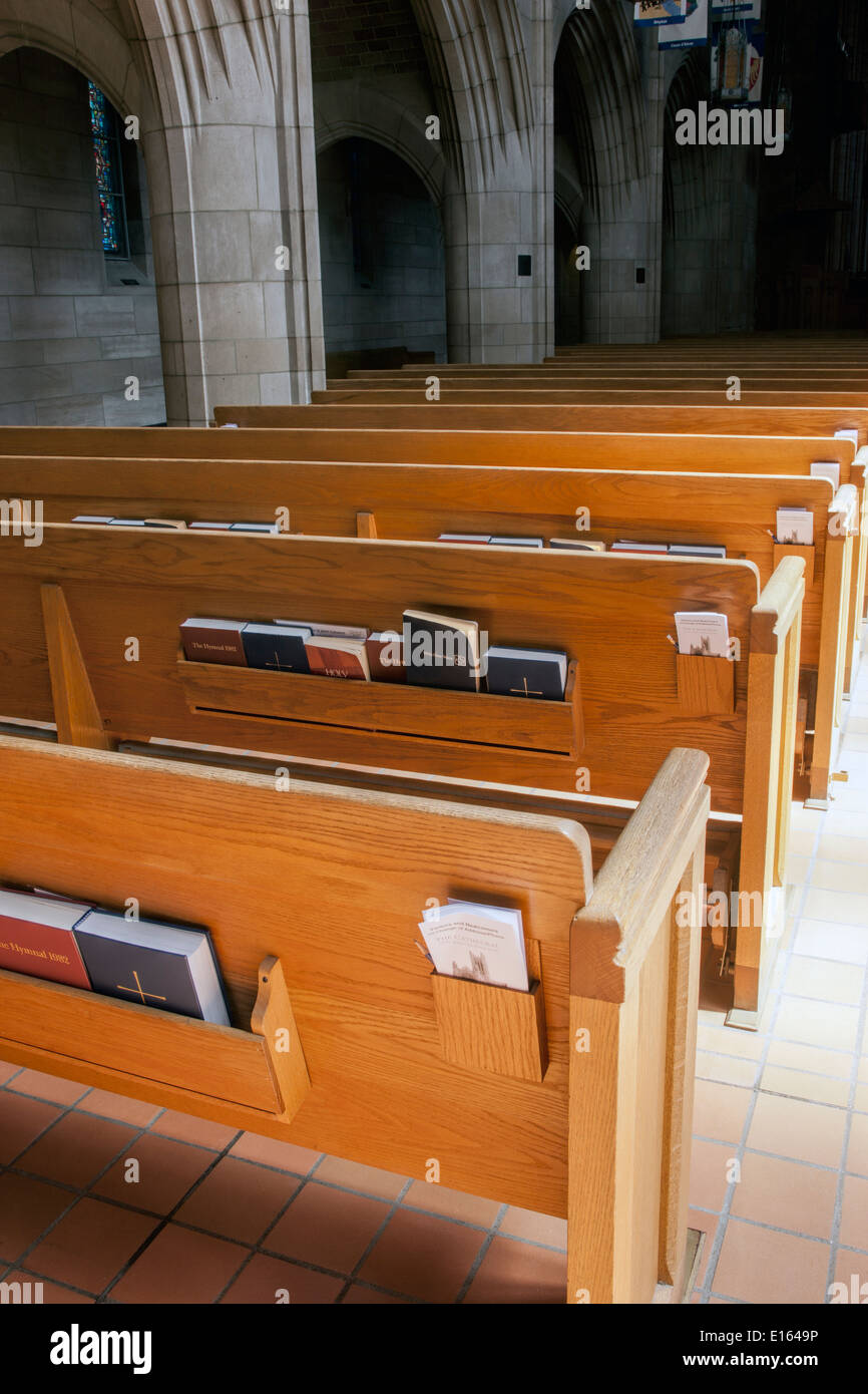Wooden pews in the church Stock Photo - Alamy