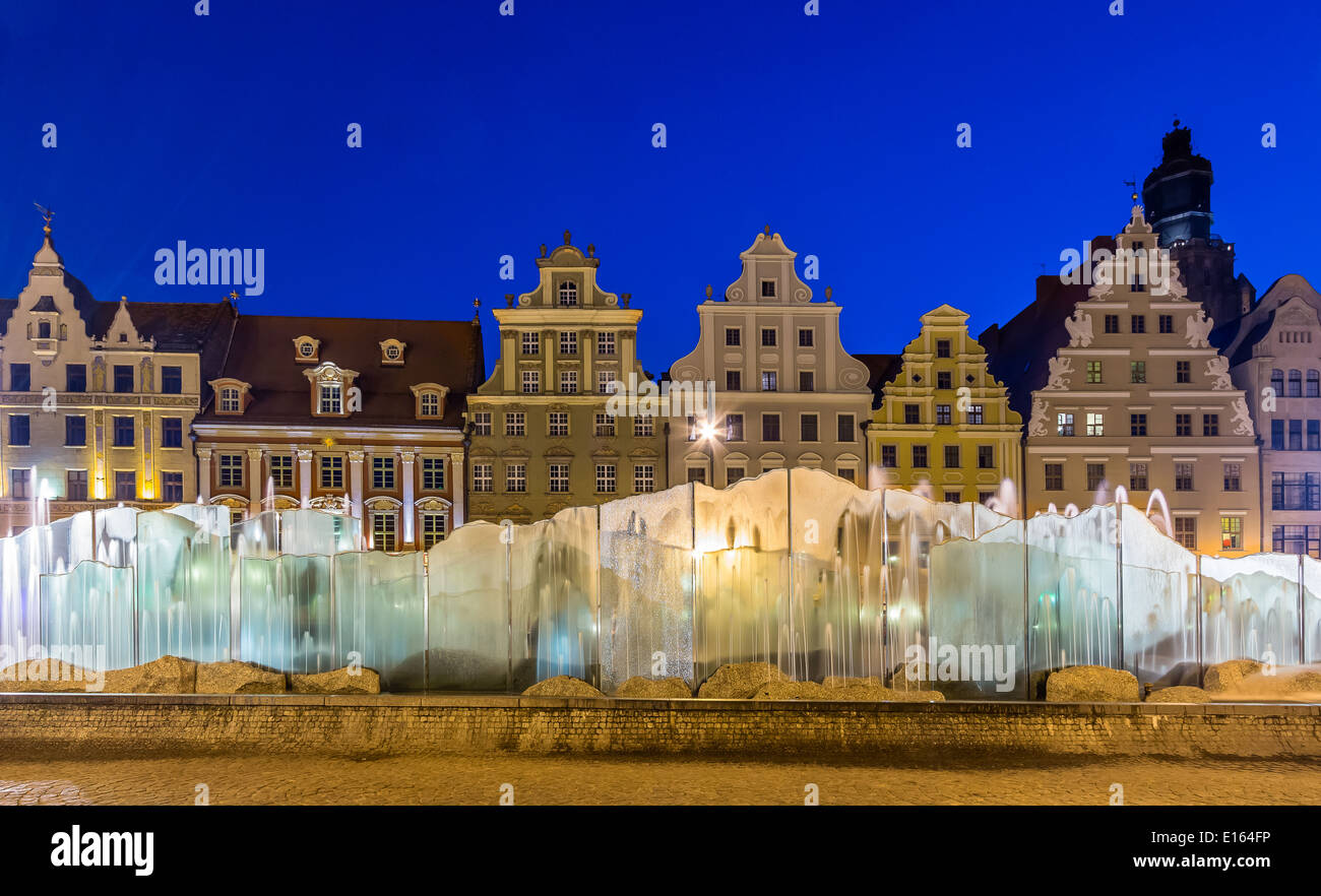 Wroclaw - Fountain at Twilight Stock Photo - Alamy