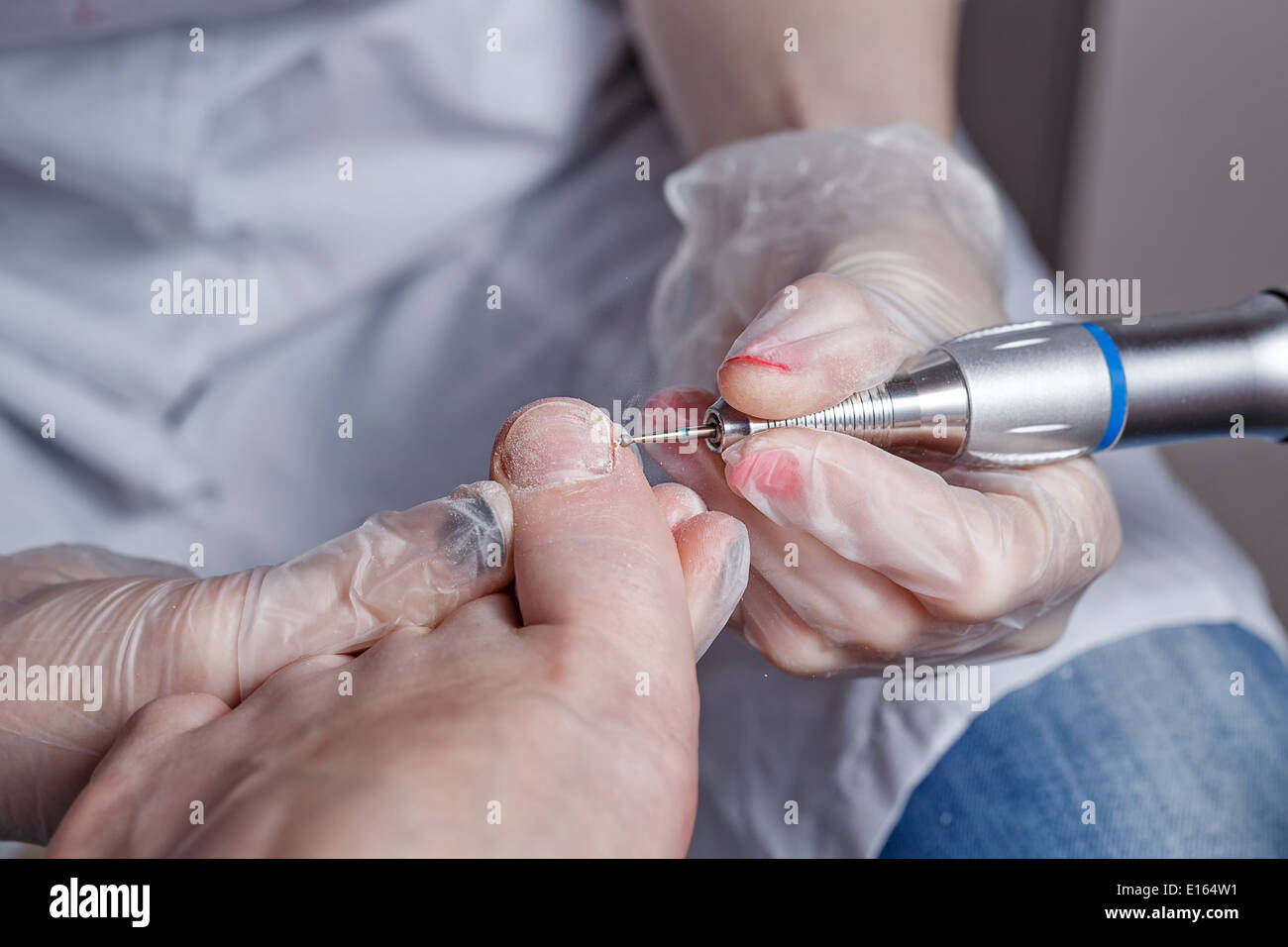 The process of creating a pedicure in the spa salon shot closeup Stock ...
